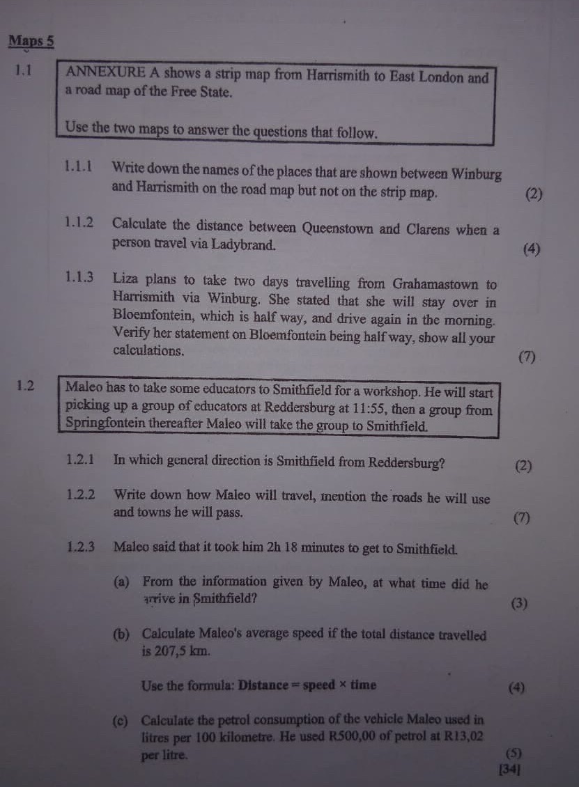1.1 ANNEXURE A shows a strip map from | StudyX