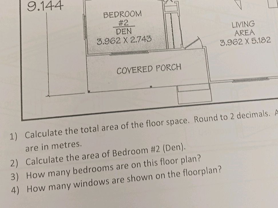 1) Calculate the total area of the floor | StudyX
