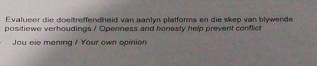 Evalueer die doeltreffendheid van aanlyn | StudyX