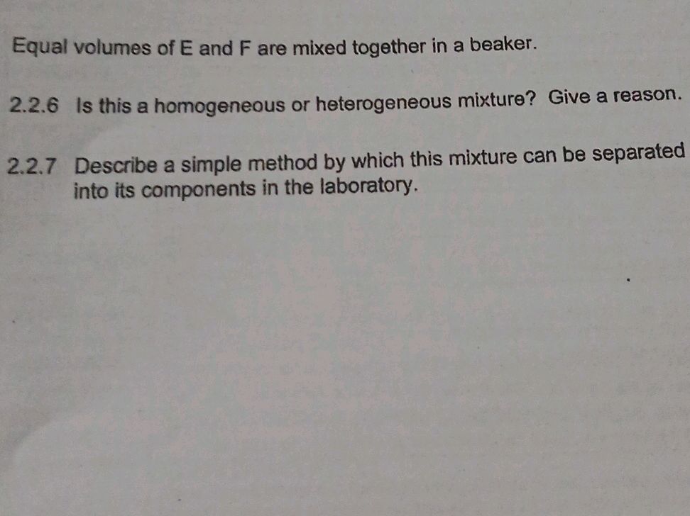Equal volumes of E and F are mixed together | StudyX