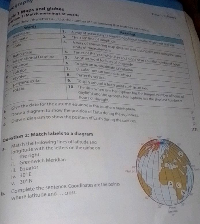 Question 1: Match meanings of words | Words | StudyX