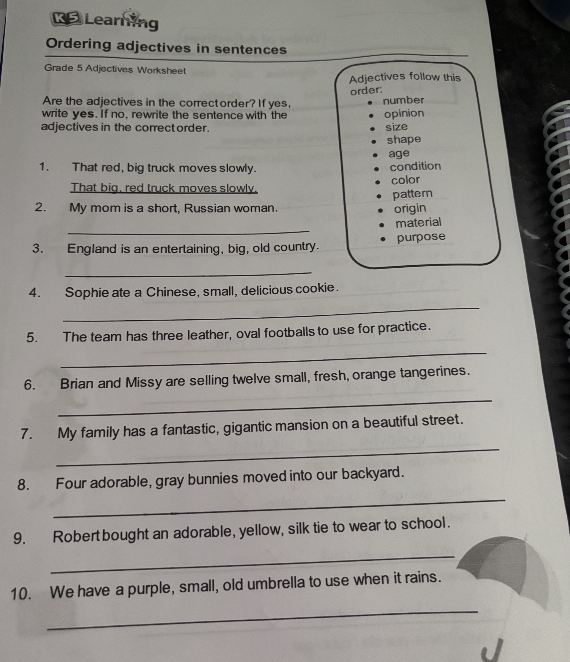 Are the adjectives in the correct order? If | StudyX