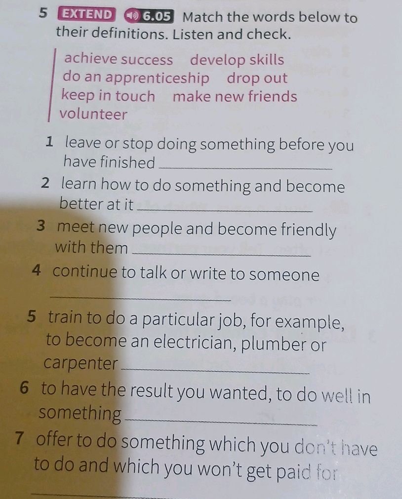 Match the words below to their definitions. | StudyX