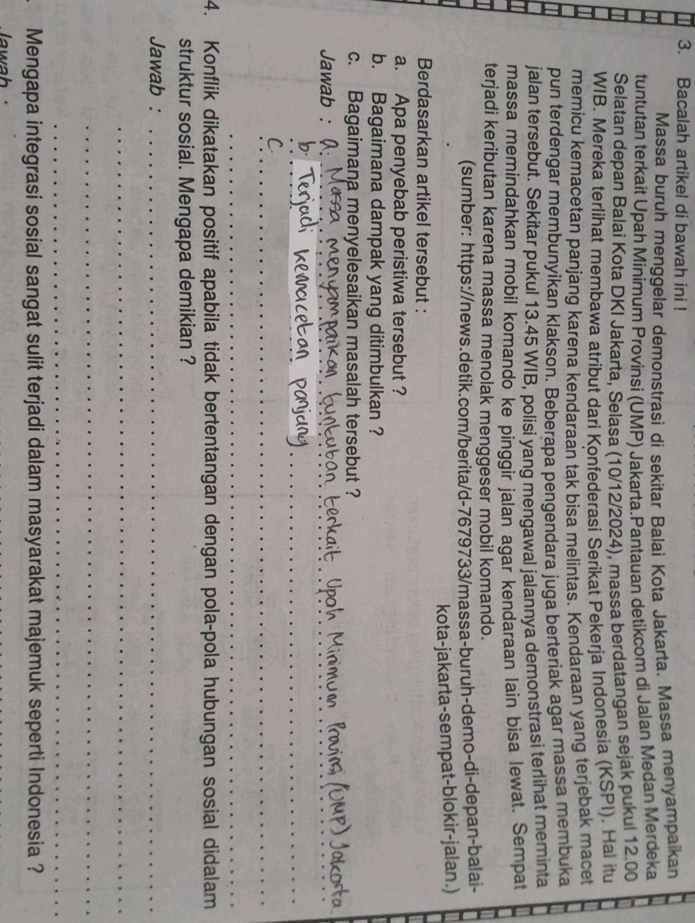 Berdasarkan artikel tersebut : a. Apa | StudyX