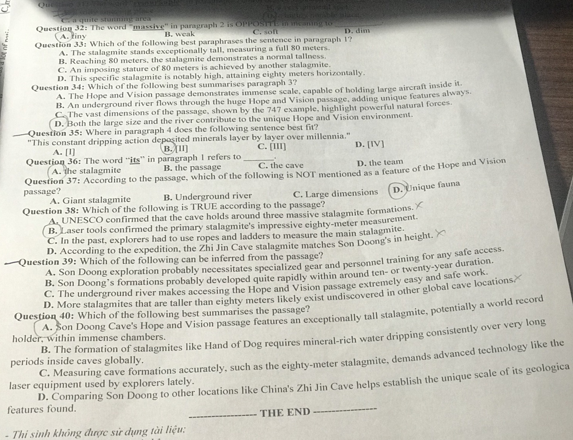 Question 32: The word "massive" in paragraph | StudyX