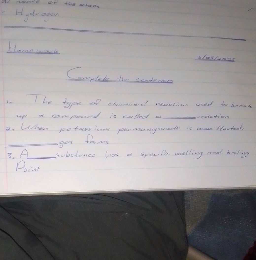 1. The type of chemical reaction used to | StudyX