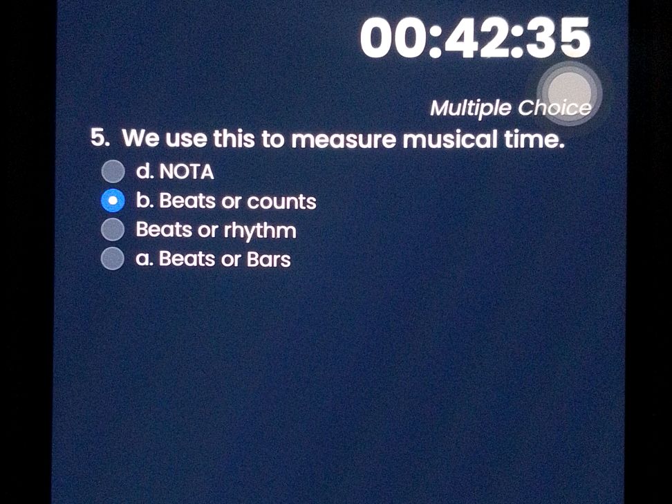 5. We use this to measure musical time. d. | StudyX