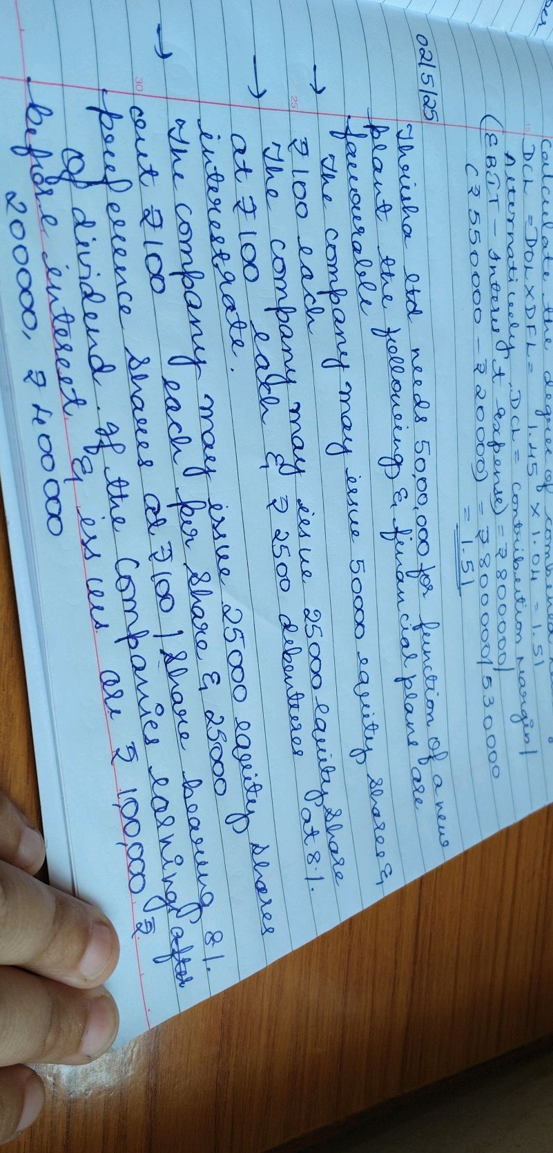 Calculate the degree of combined leverage: | StudyX