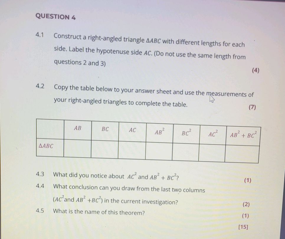 4.1 Construct a right-angled triangle $ | StudyX