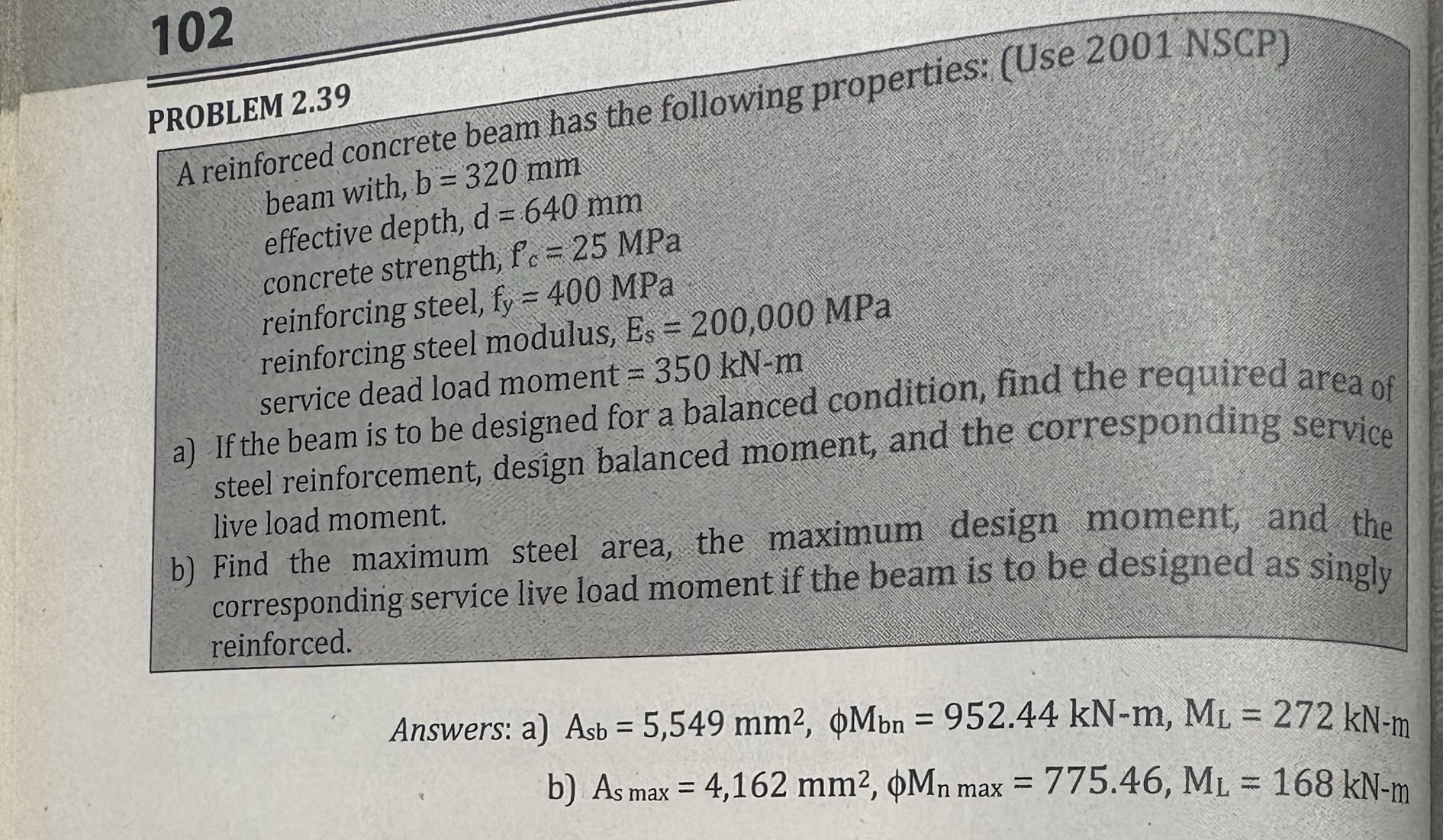 A reinforced concrete beam has the following | StudyX