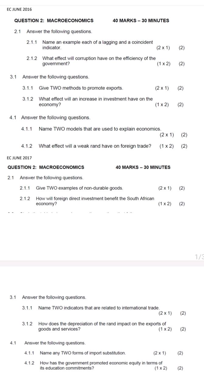 QUESTION 2: MACROECONOMICS 2.1 Answer the | StudyX