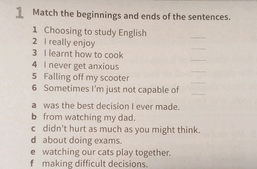 Match the beginnings and ends of the | StudyX