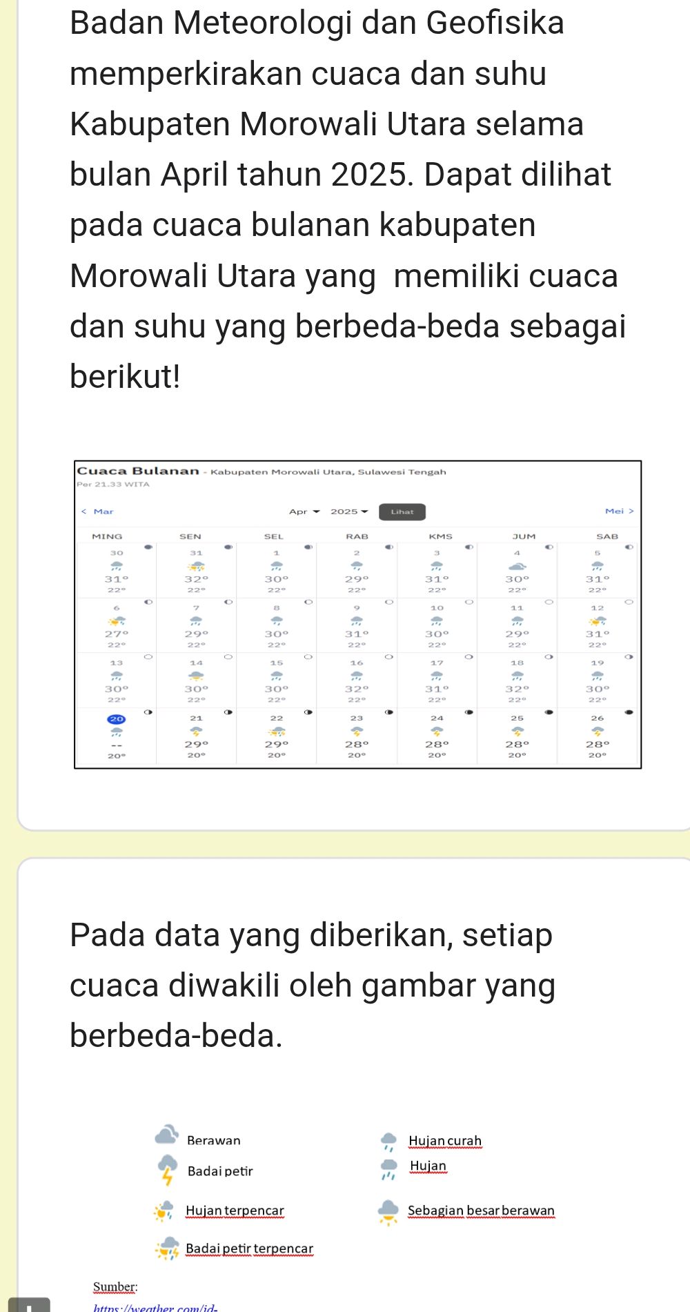17. Apabila cuaca dalam periode waktu 1 s.d. | StudyX