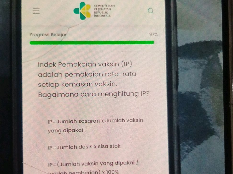 Indek Pemakaian vaksin (IP) adalah pemakaian