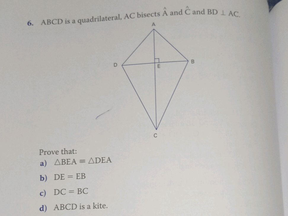 ABCD is a quadrilateral, AC bisects $ {A}$ | StudyX