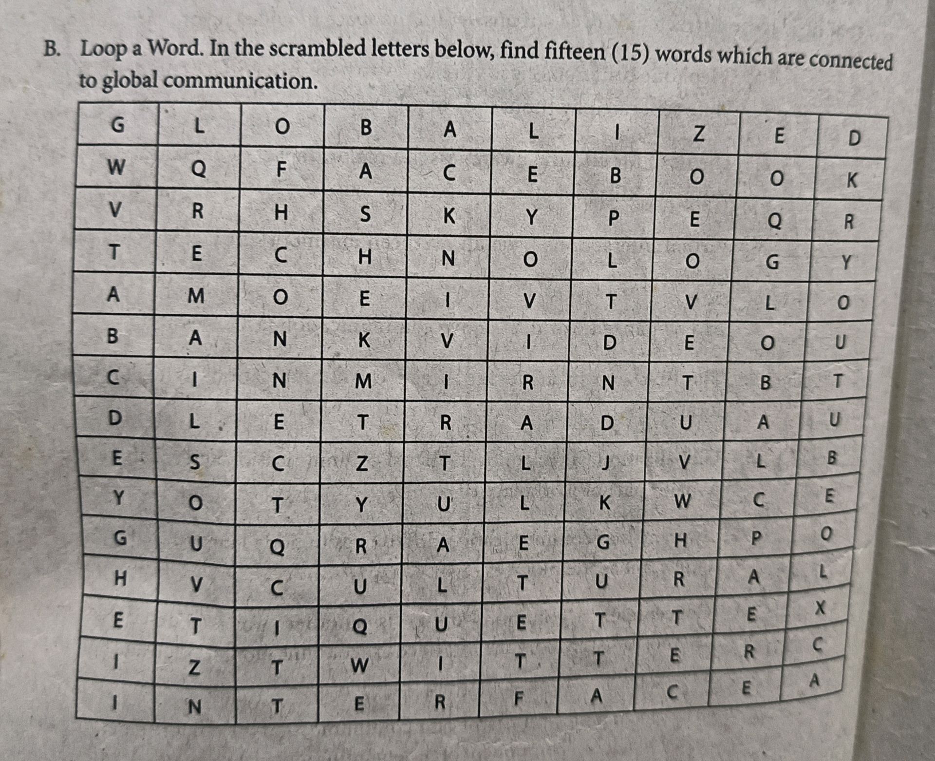 B. Loop a Word. In the scrambled letters | StudyX