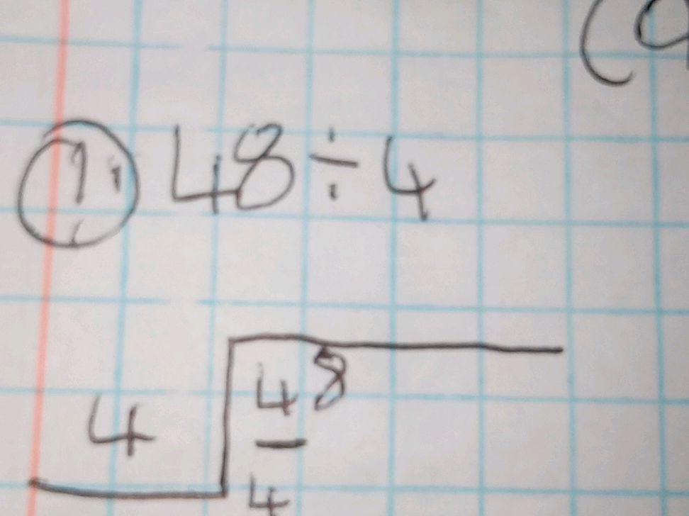 Division problem: 48 divided by 4 | StudyX