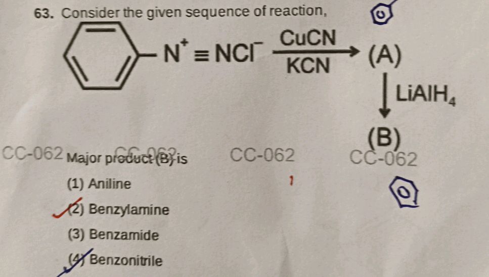 63. Consider the given sequence of reaction, | StudyX