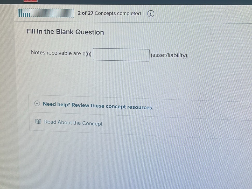 Fill in the Blank Question Notes receivable | StudyX