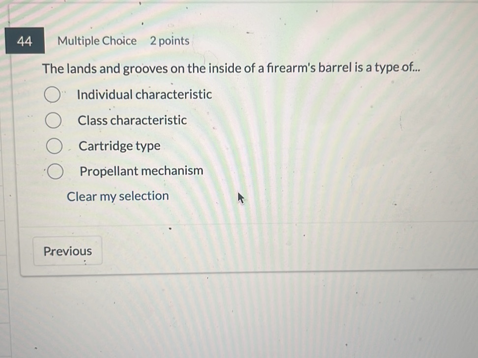 The lands and grooves on the inside of a | StudyX