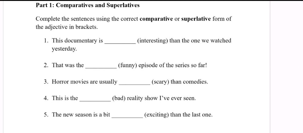 Complete the sentences using the correct | StudyX