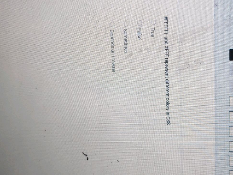 #FFFFFF and #FFF represent different colors | StudyX