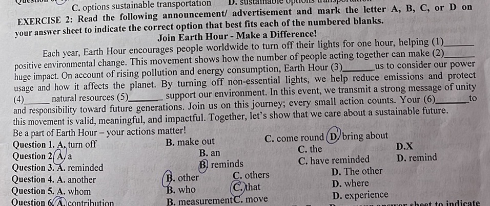 EXERCISE 2: Read the following announcement/ | StudyX