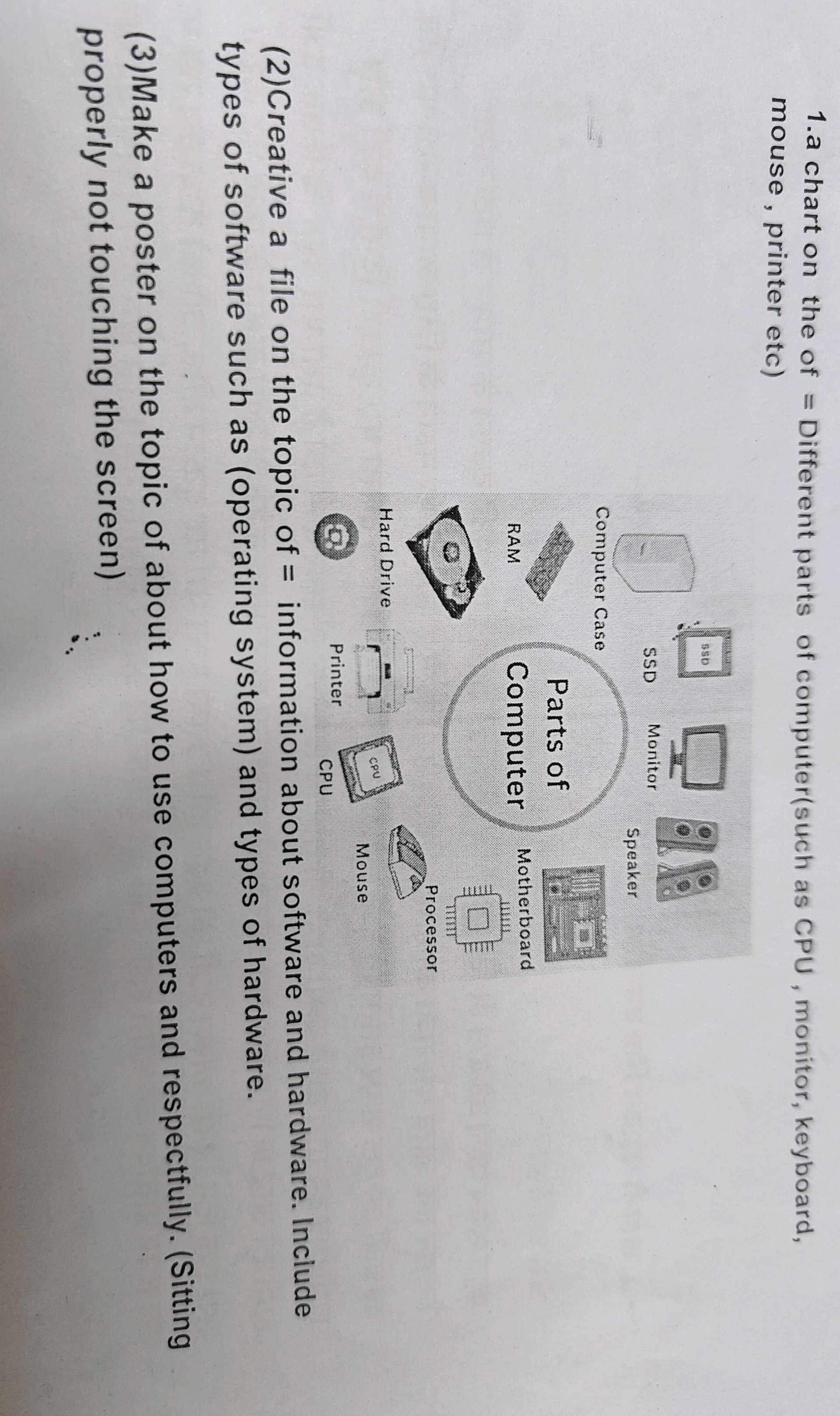 1. a chart on the of = Different parts of | StudyX