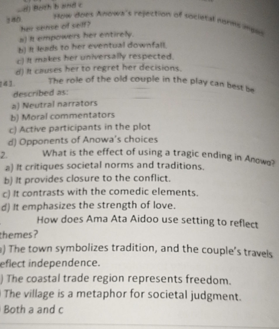 140. How does Anowa's rejection of societal | StudyX