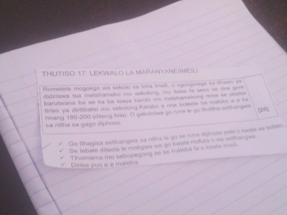 THUTISO 17: LEKWALO LA MARANYANE/IMEILI | StudyX