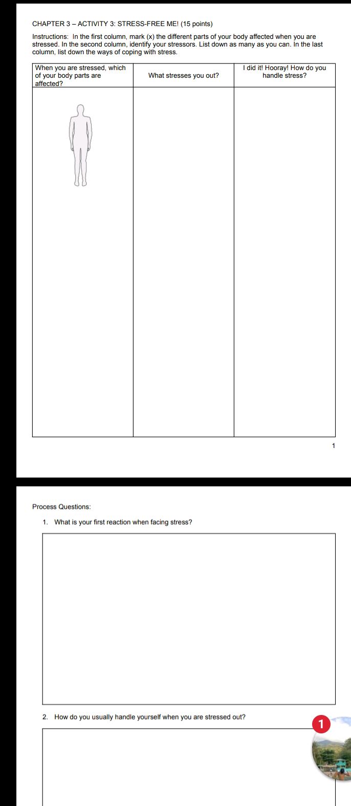 CHAPTER 3 - ACTIVITY 3: STRESS-FREE ME! (15 | StudyX