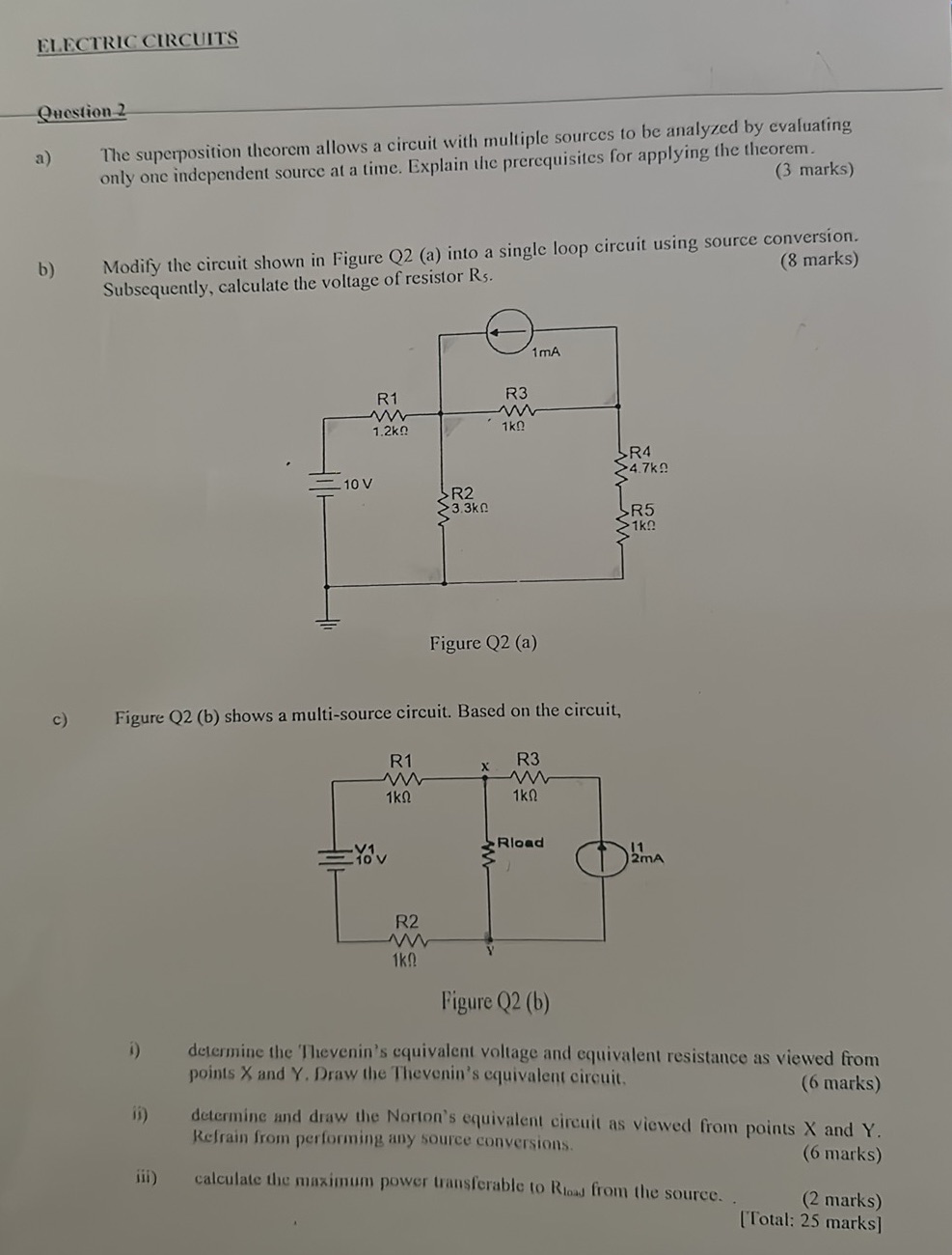 Question 2 a) The superposition theorem | StudyX