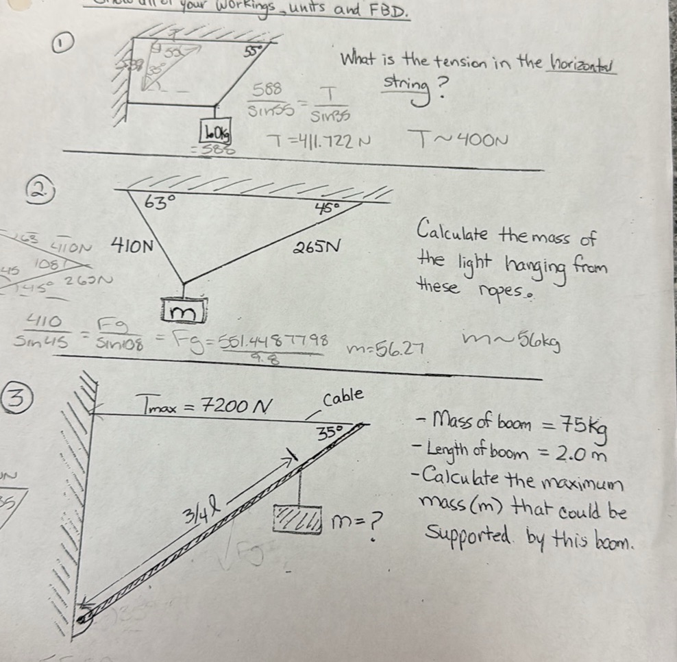 1. What is the tension in the horizontal | StudyX