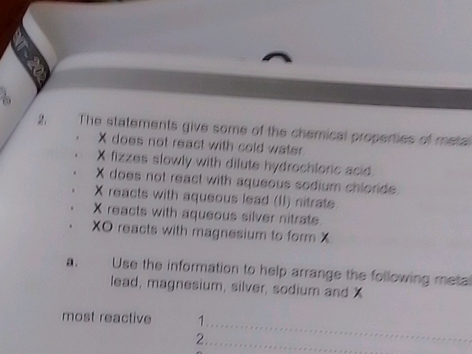 The statements give some of the chemical | StudyX