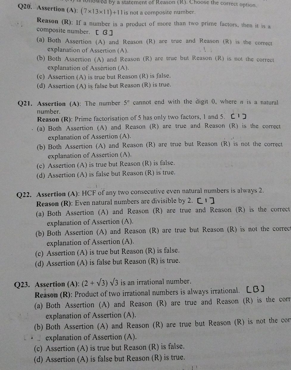 Q20. Assertion (A): (7×13×11)+11 is not a | StudyX