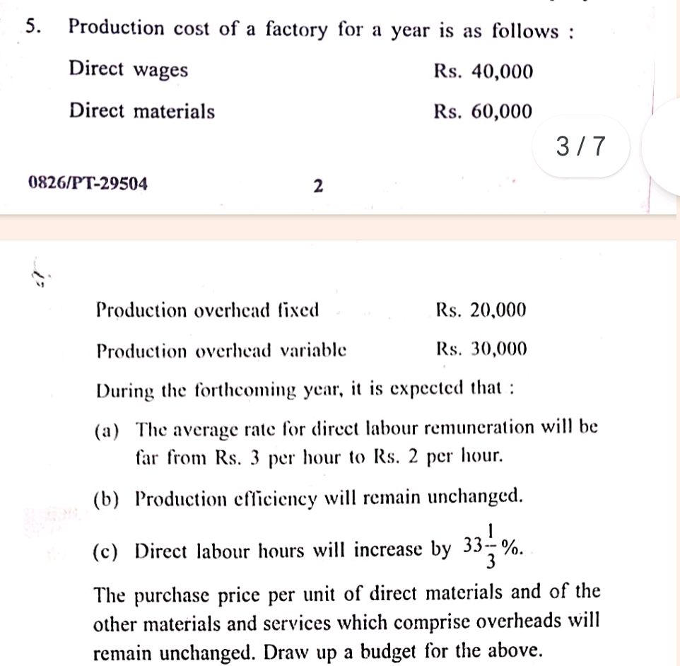5. Production cost of a factory for a year | StudyX