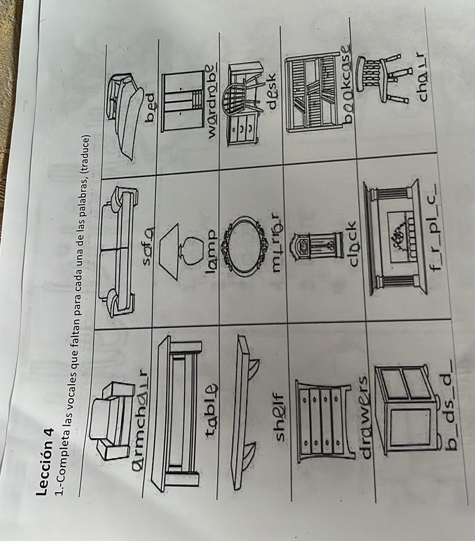 Lección 4 1.-Completa las vocales que faltan | StudyX