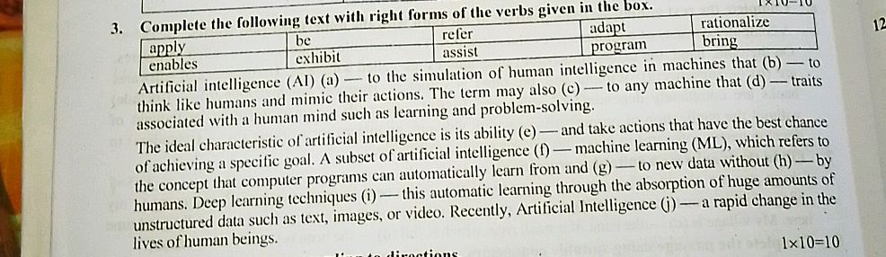 3. Complete the following text with right | StudyX