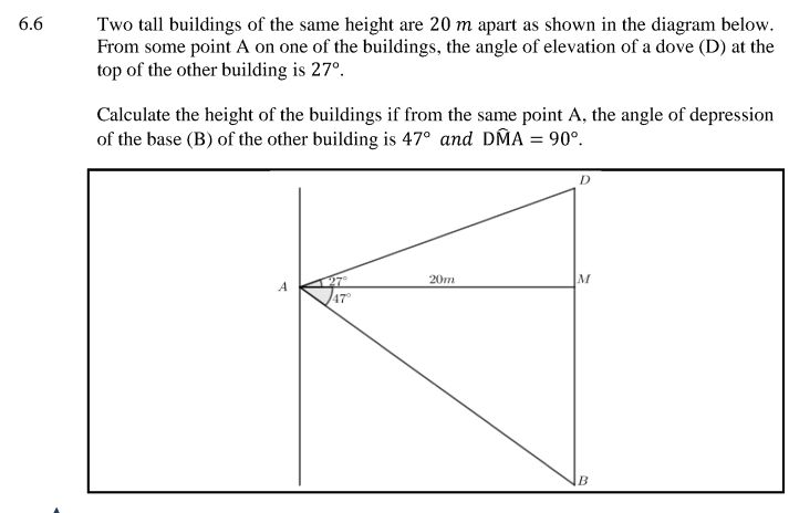 Two tall buildings of the same height are 20 | StudyX