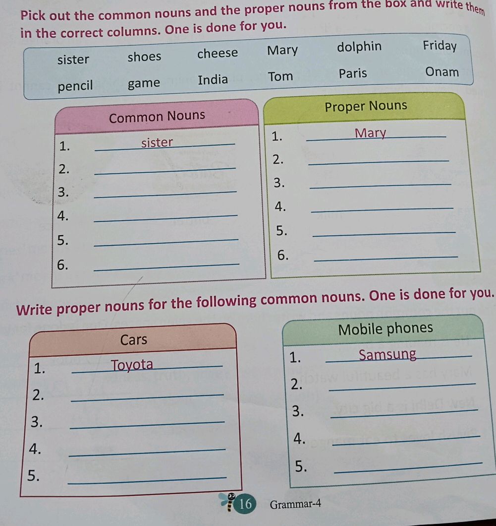 Pick out the common nouns and the proper | StudyX