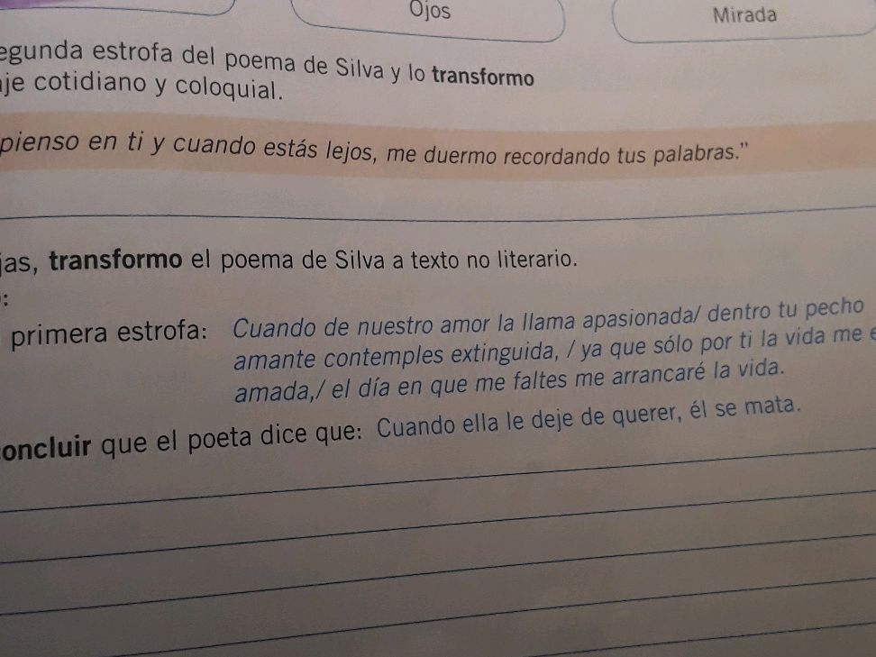 segunda estrofa del poema de Silva y lo | StudyX