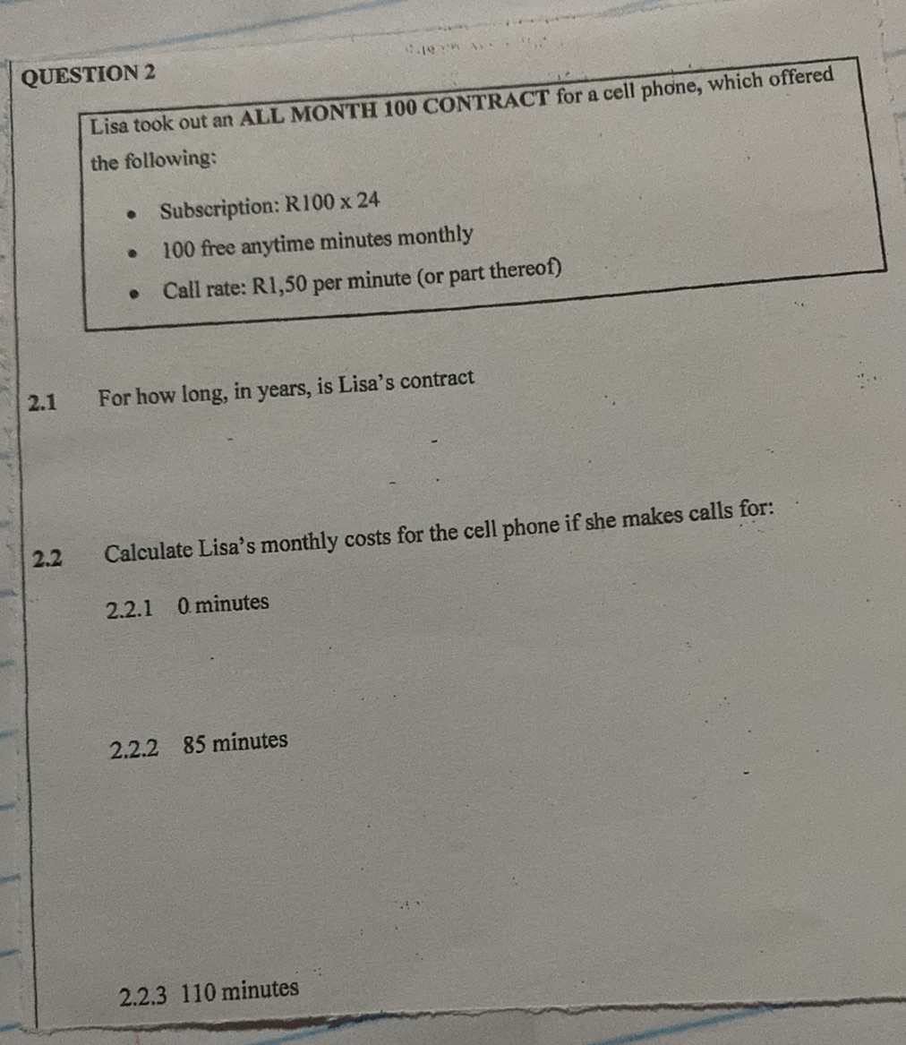 QUESTION 2 Lisa took out an ALL MONTH 100 | StudyX