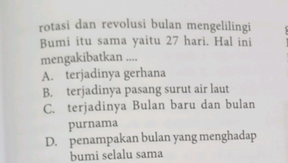 rotasi dan revolusi bulan mengelilingi Bumi | StudyX