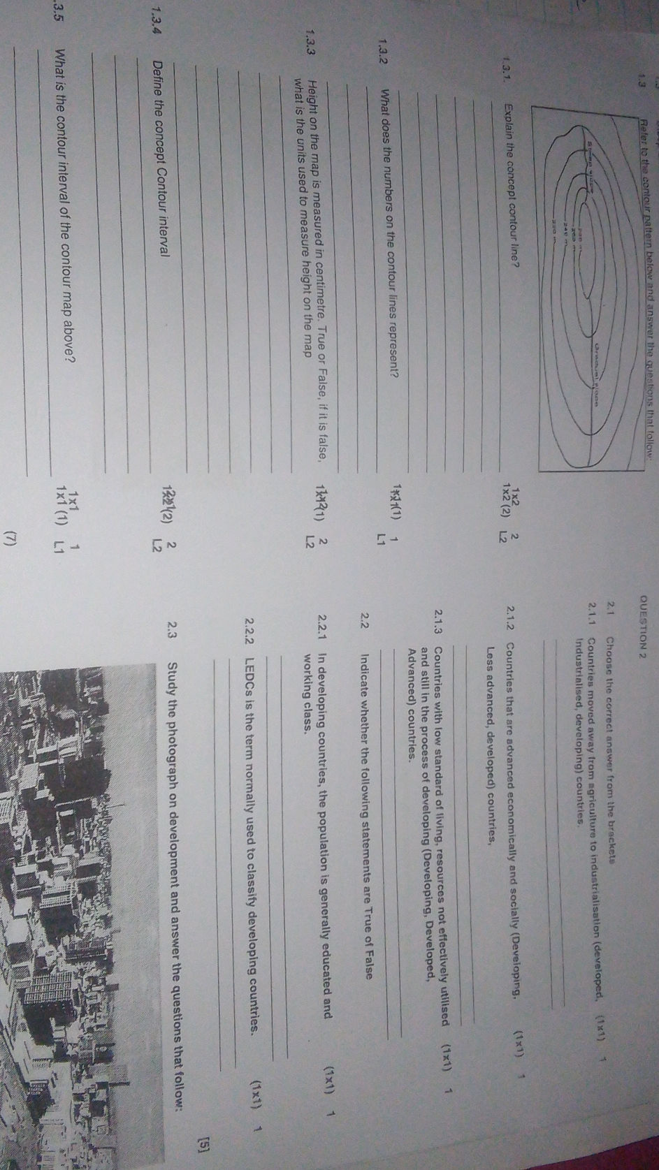 1.3 Refer to the contour pattern below and | StudyX