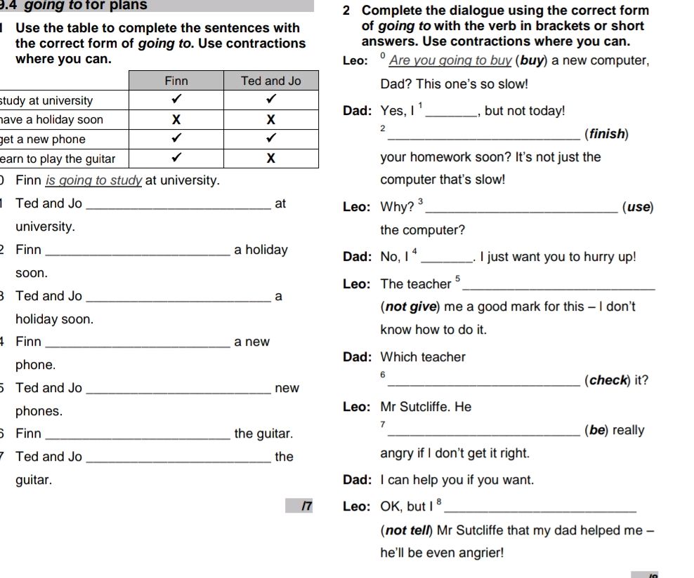 1. Use the table to complete the sentences | StudyX