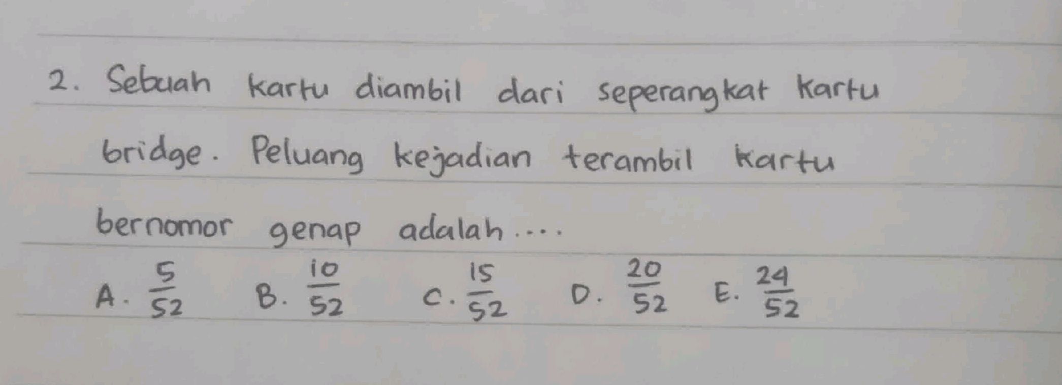 2. Sebuah kartu diambil dari seperangkat | StudyX