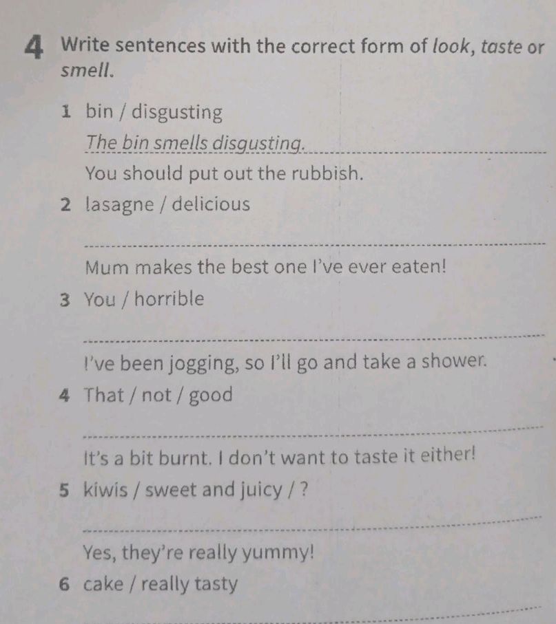 4 Write sentences with the correct form of | StudyX