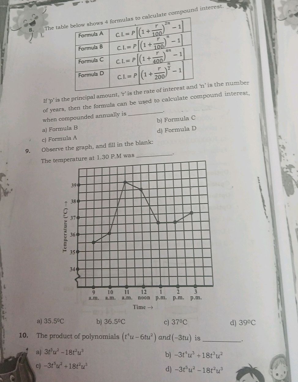 8. The table below shows 4 formulas to | StudyX