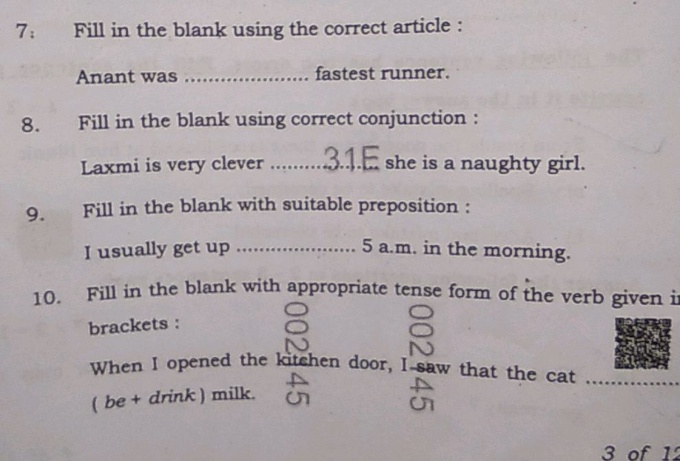 7. Fill in the blank using the correct | StudyX
