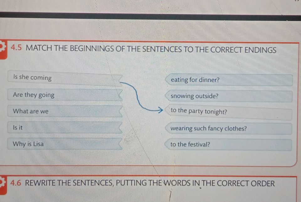 4. 5 MATCH THE BEGINNINGS OF THE SENTENCES | StudyX